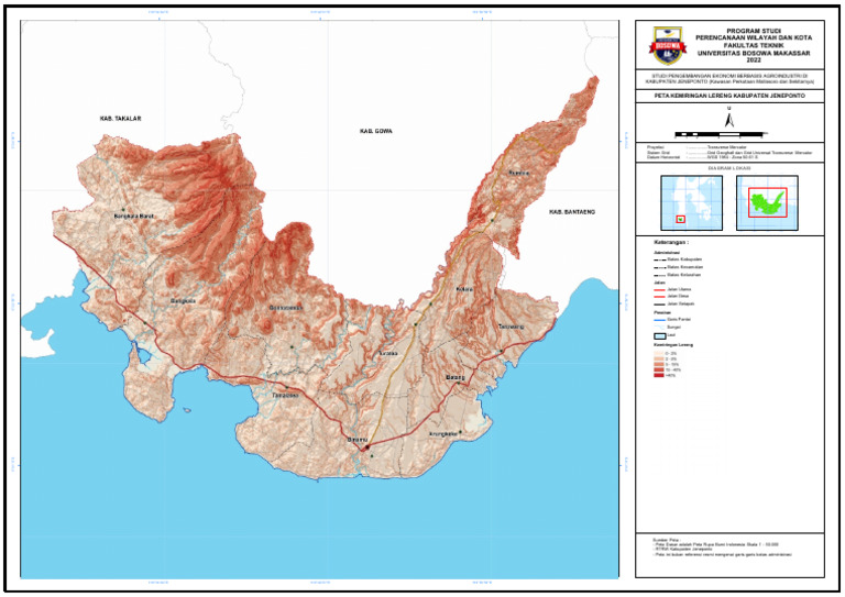 Peta Kemiringan Lereng Kabupaten Jeneponto | PDF