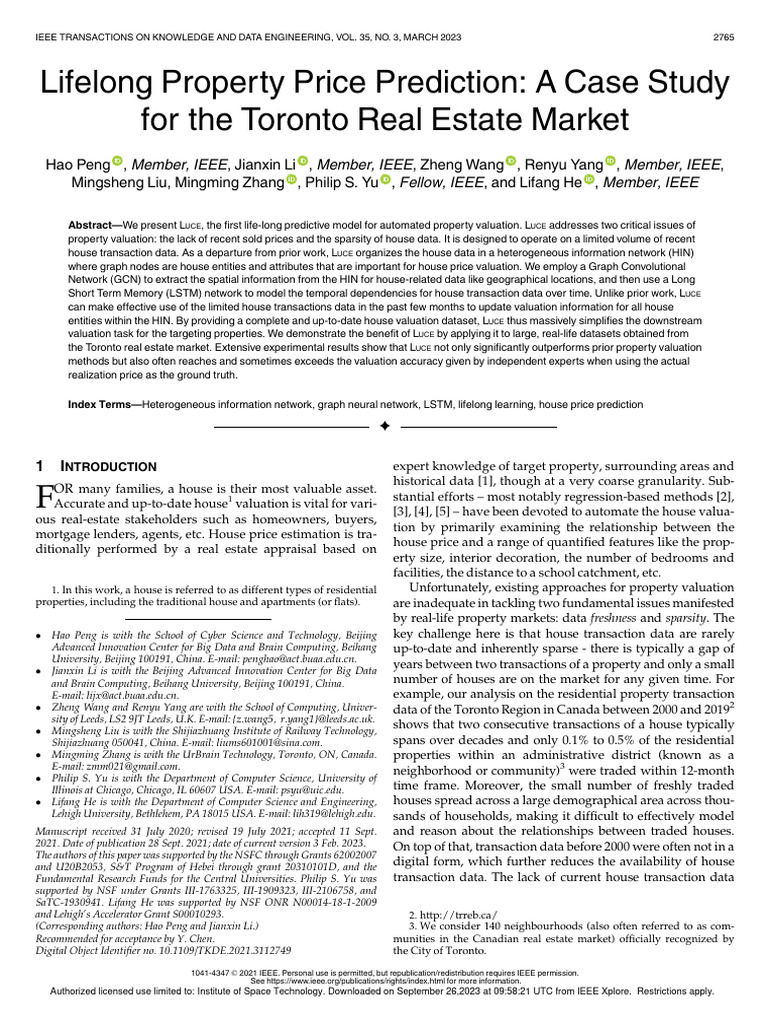 Lifelong Property Price Prediction A Case Study For The Toronto Real Estate Market | PDF | Real ...