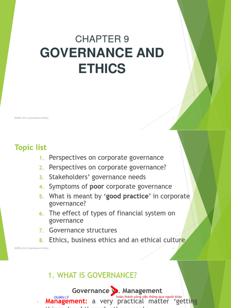 Chapter 9 - Governance and Ethics | PDF
