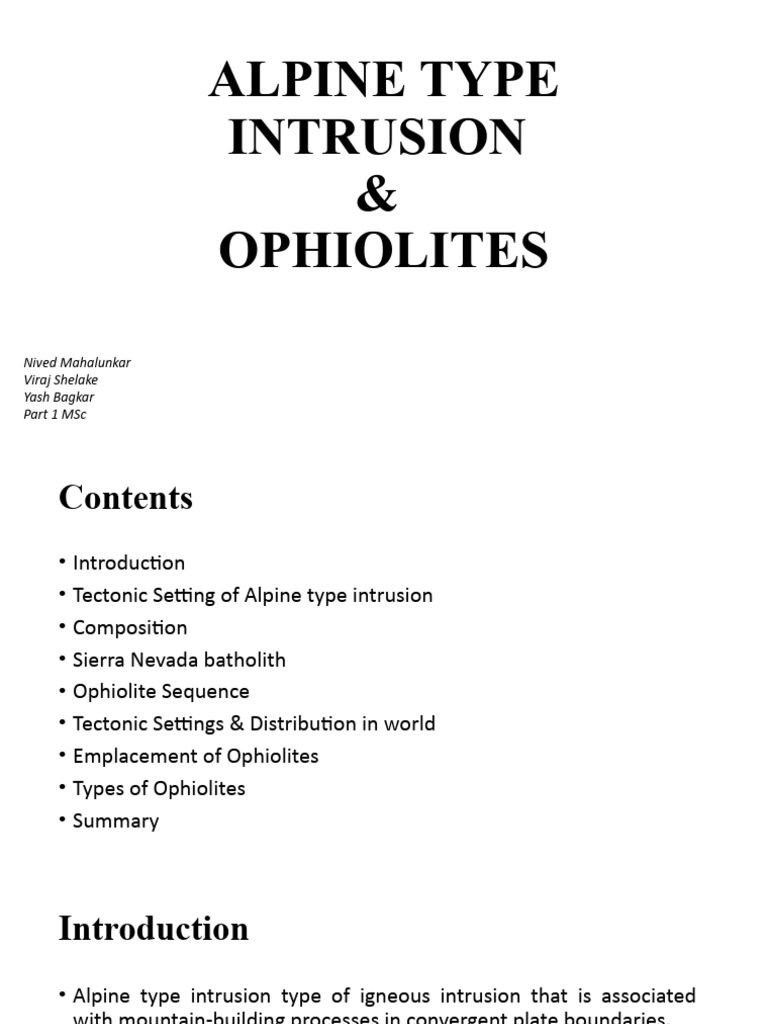 Alpine Intrusions and Ophiolites Overview | PDF | Structure Of The ...