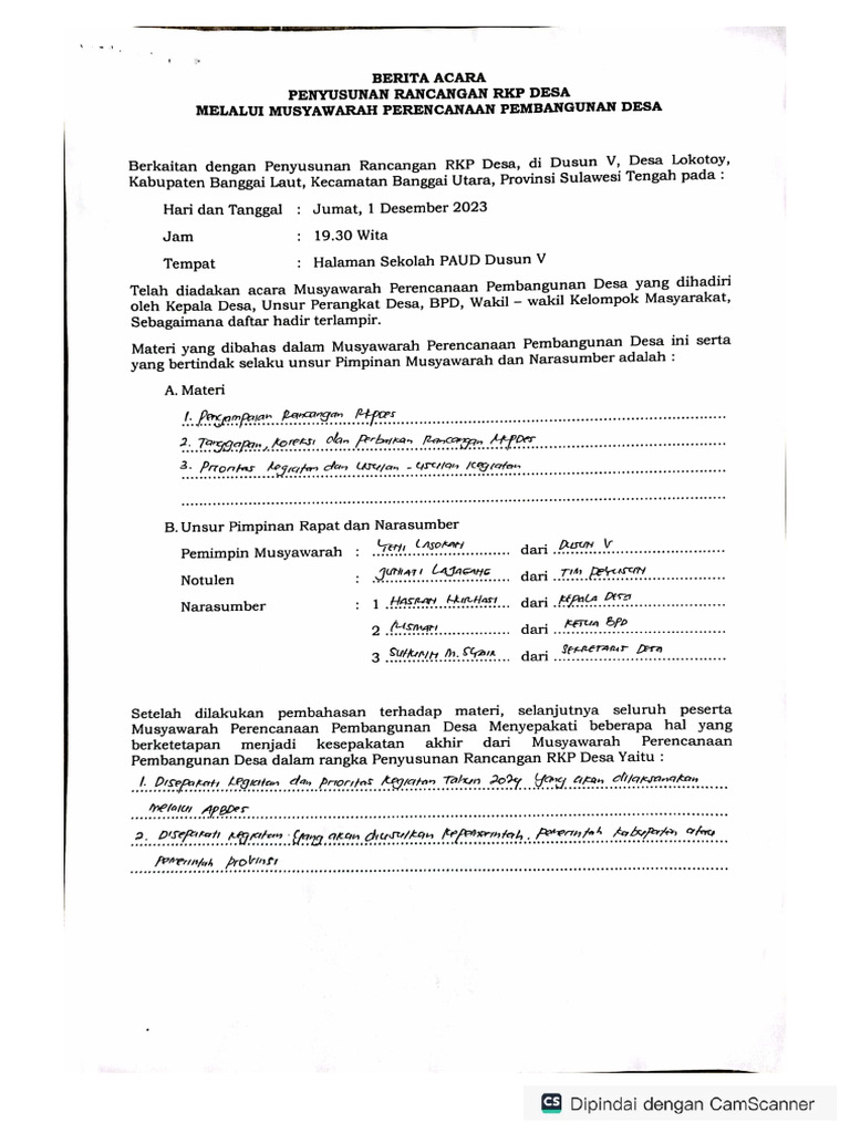 Berita Acara Dusun V | PDF