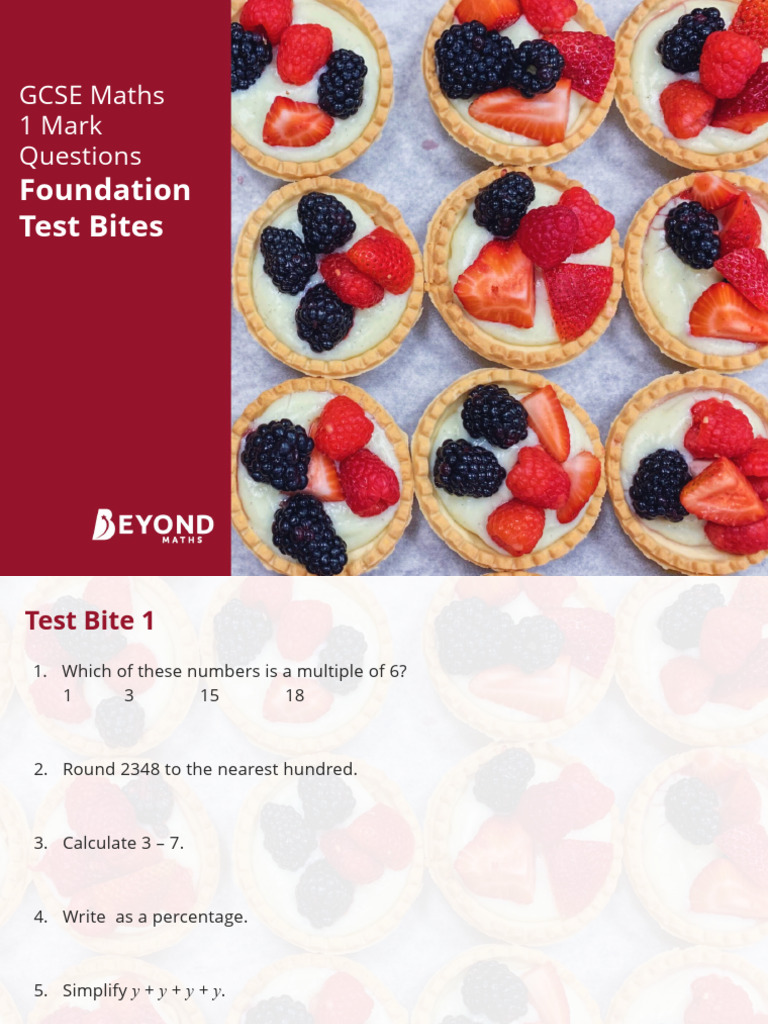 GCSE Maths 1 Mark Questions - Foundation Test Bites | PDF | Significant ...