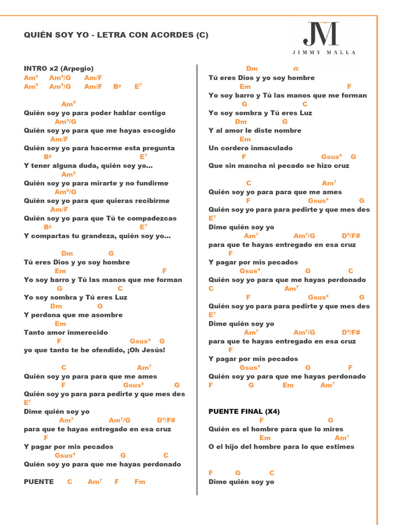 Quién Soy Yo - Letra y Acordes | PDF | Creencia religiosa y doctrina