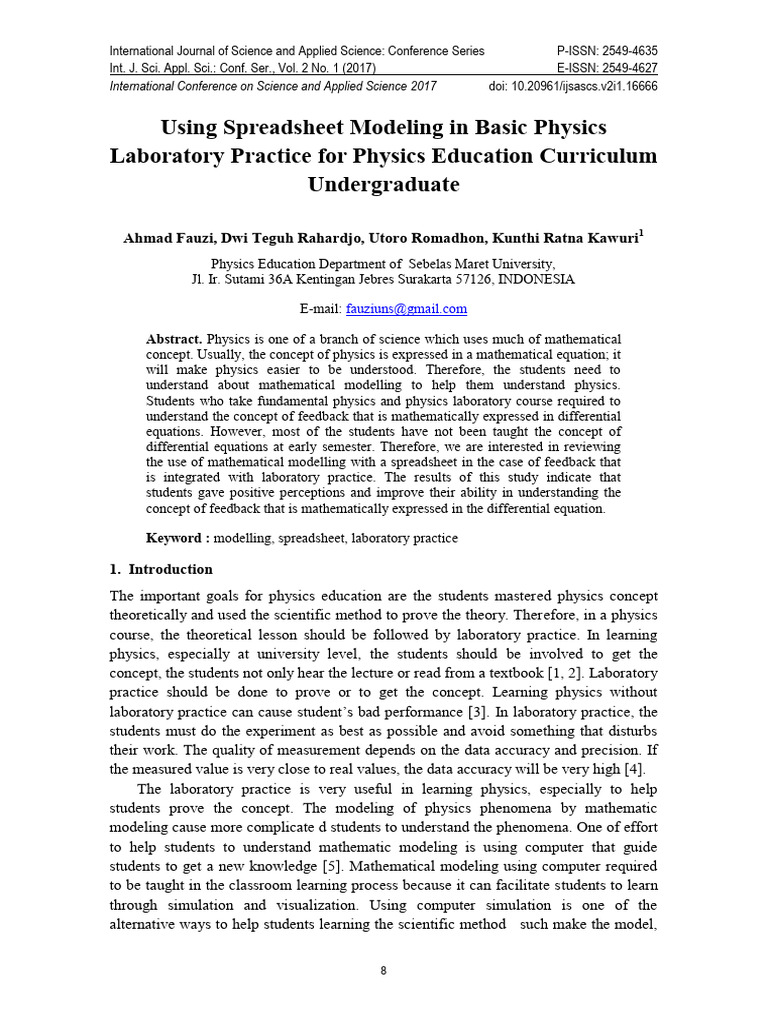 Using Spreadsheet Modeling in Basic Physics Labora | PDF | Capacitor | Simulation