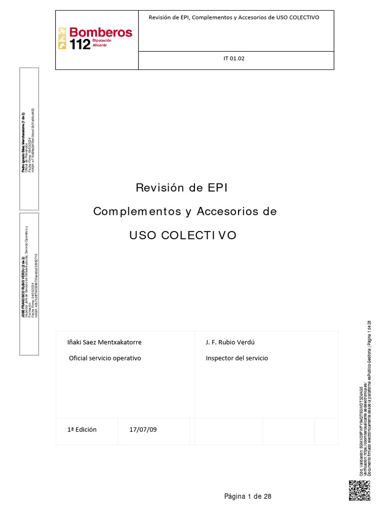 Revisión de EPI y Accesorios Colectivos | PDF | Equipo de protección ...