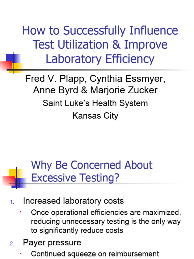 Optimize Lab Efficiency & Test Utilization | PDF | Medical Laboratory ...