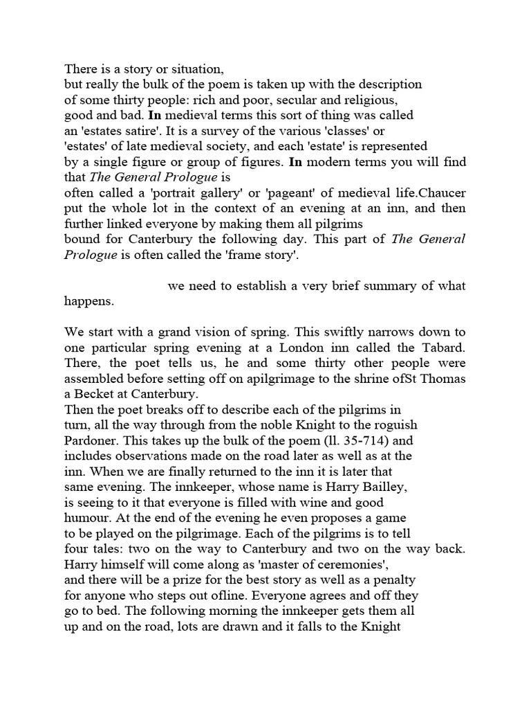 Chaucer Study & Prologue | PDF | Poetry