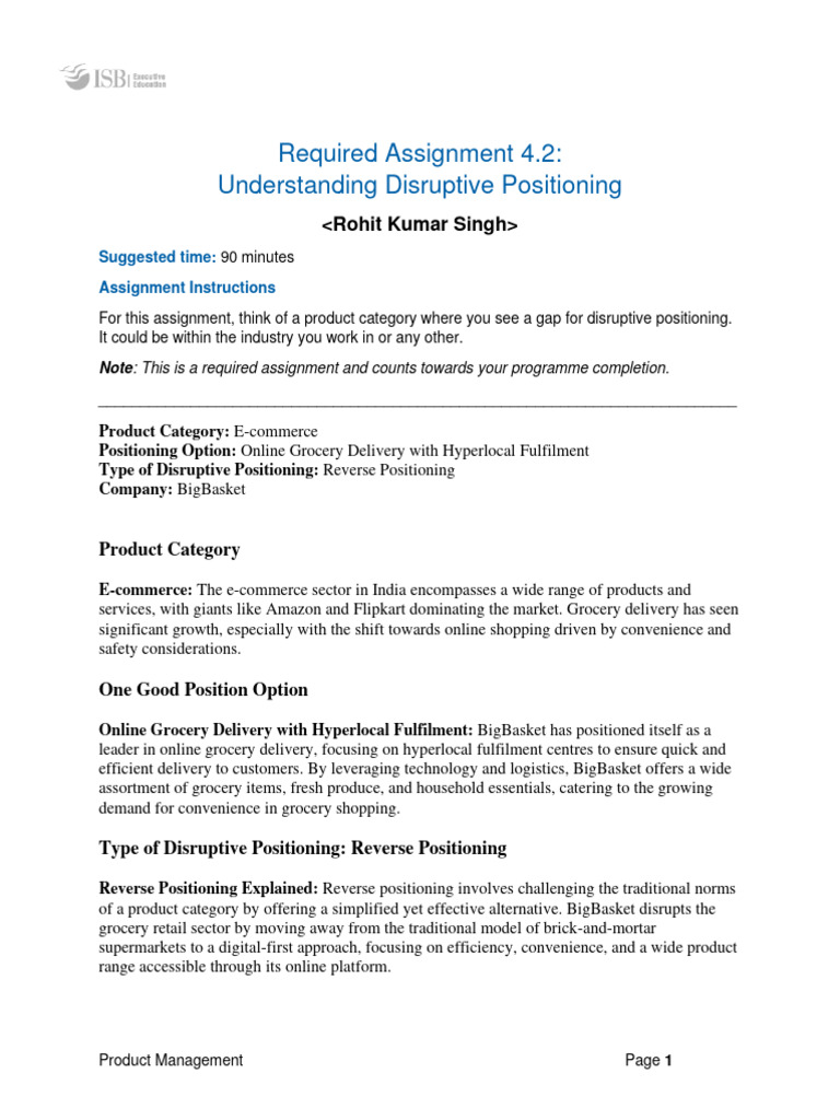 ISBPM - Assignment - 4.2 - Rohit Singh | PDF | Grocery Store | Retail