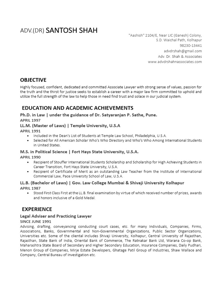 CV Adv - DR .Shah | PDF | Alternative Dispute Resolution | Justice