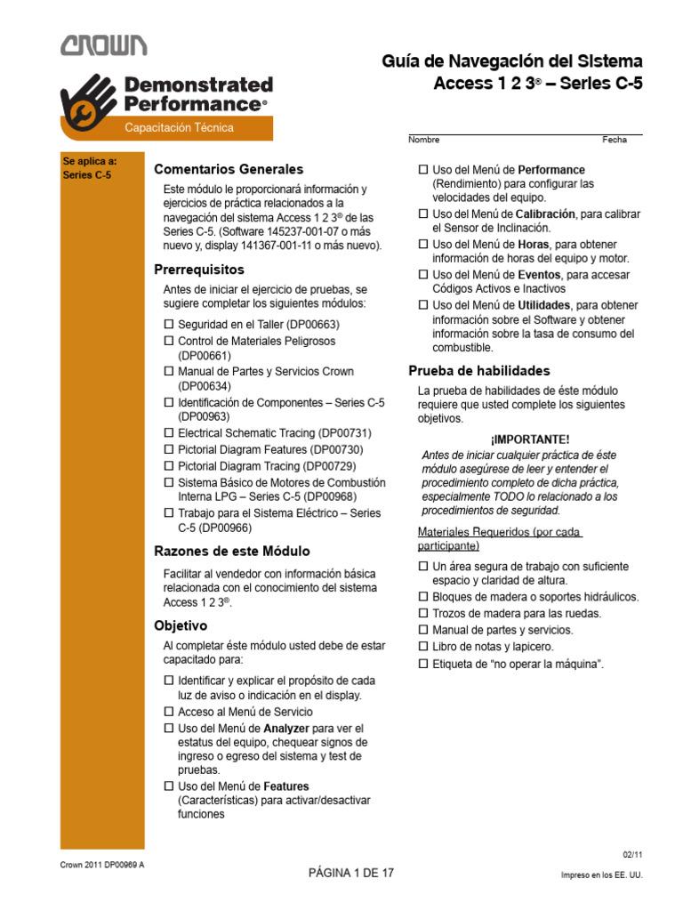 Navegacion Del Sistema ACCESS 123 Del C-5 | PDF | Software | Motores
