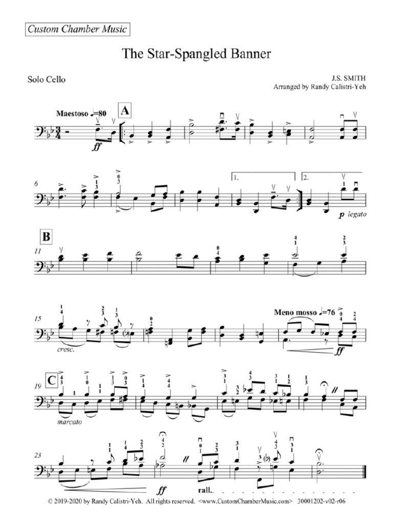 The Star-Spangled Banner Cello | PDF
