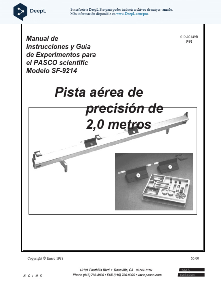 2-m-Air-Track-Manual-SF-9214 Es | PDF | Derechos de autor | Tornillo