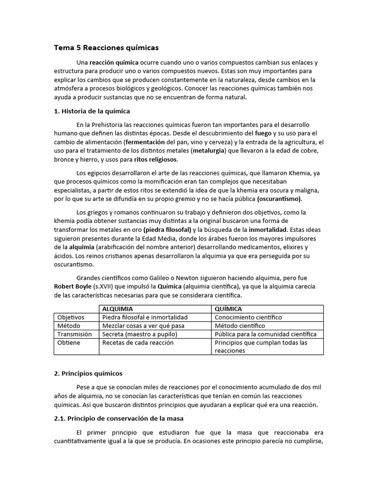 Tema 5 Las Reacciones Quã Micas 2 | PDF | Estequiometría | Mole (Unidad)