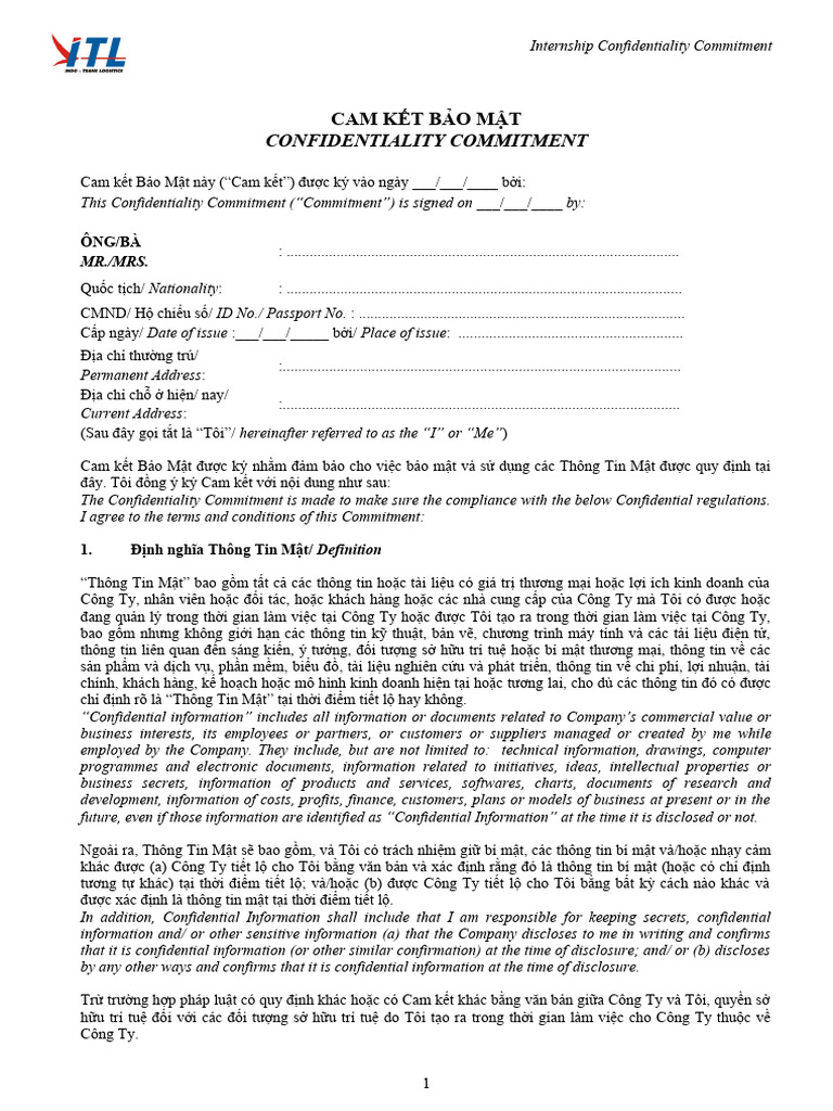 3.confidentiality Commitment With Intern | PDF