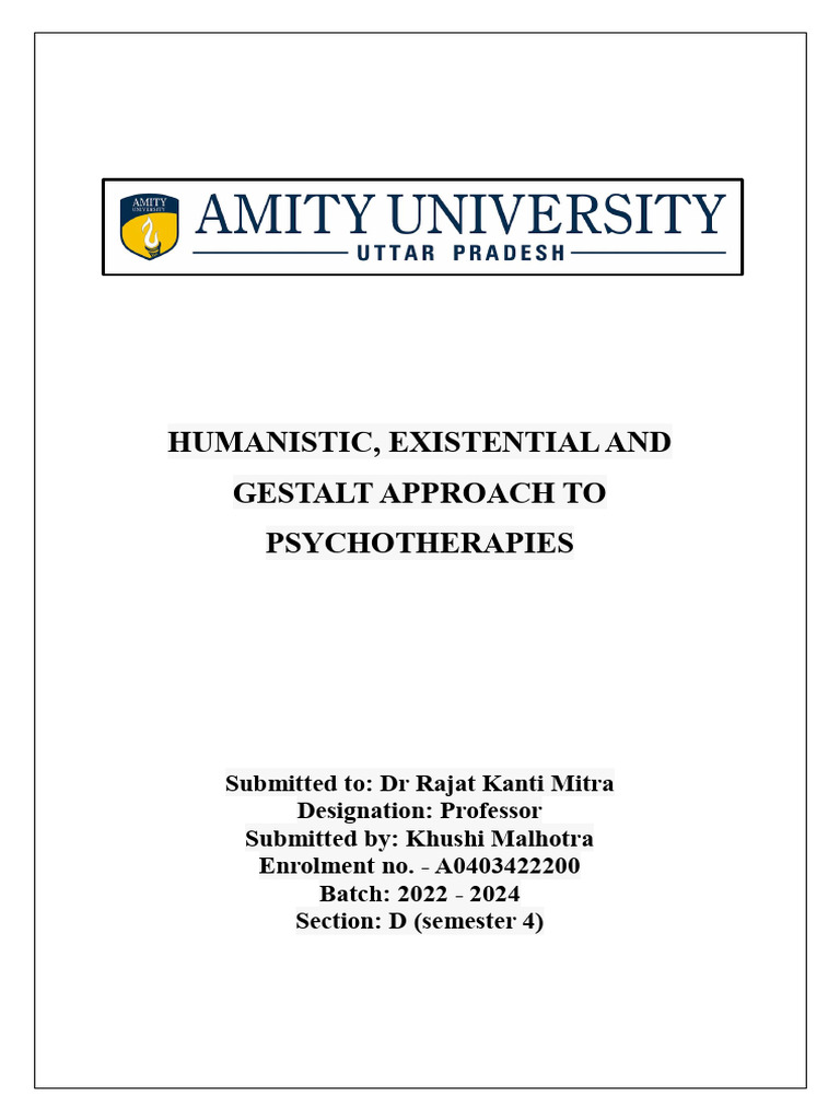 Humanistic Assignment II | PDF | Psychological Concepts | Psychological ...