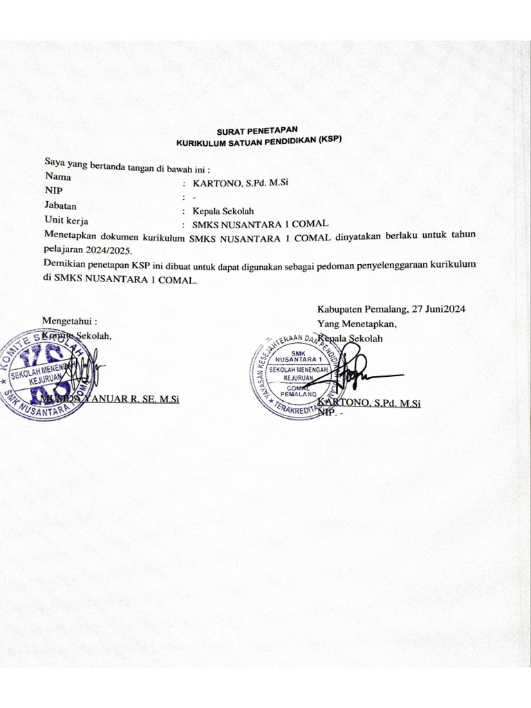 F5 - SK Penetapan KSP 2024-2025 | PDF