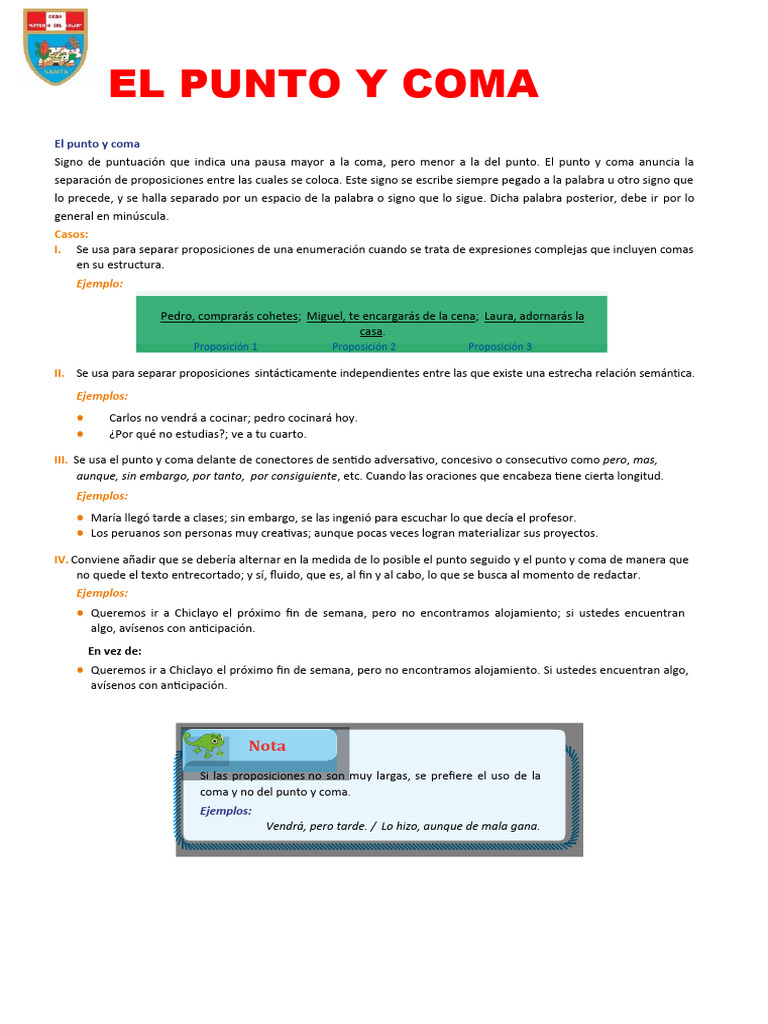 El Punto y Coma | PDF | Coma | Proposición