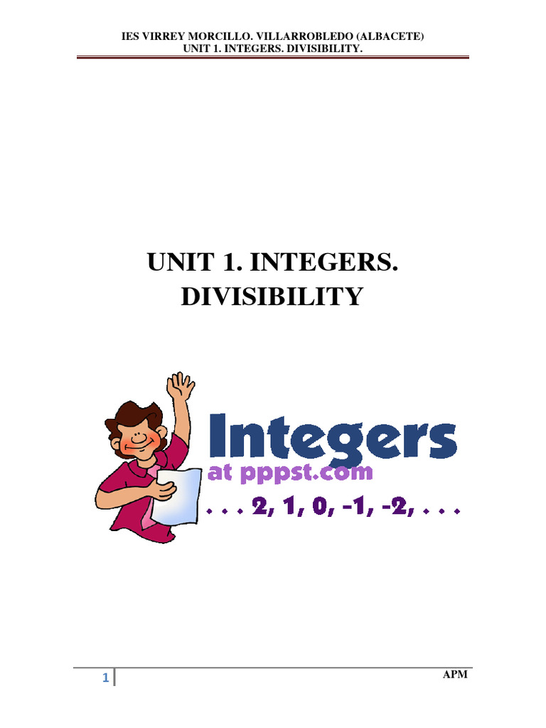 Unit 1. Integers. Divisibility | PDF | Numbers | Integer