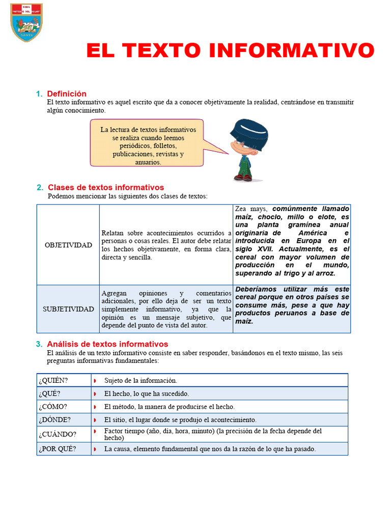 Definición y Clases de Textos Informativos | PDF