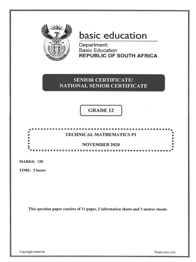 Technical Mathematics P1 Nov 2020 Eng | PDF