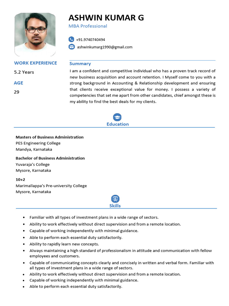 Ashwin Kumar G HDFC Resume | PDF | Value Added Tax | Financial Services