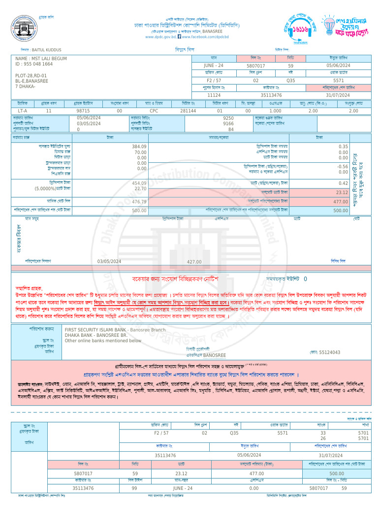 MST Lali Begum BD Bill | PDF