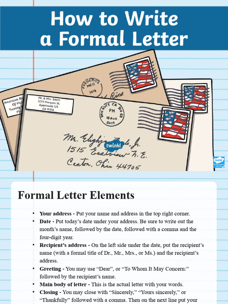 Us L 651 Learn To Write A Formal Letter Powerpoint - Ver - 4 | PDF