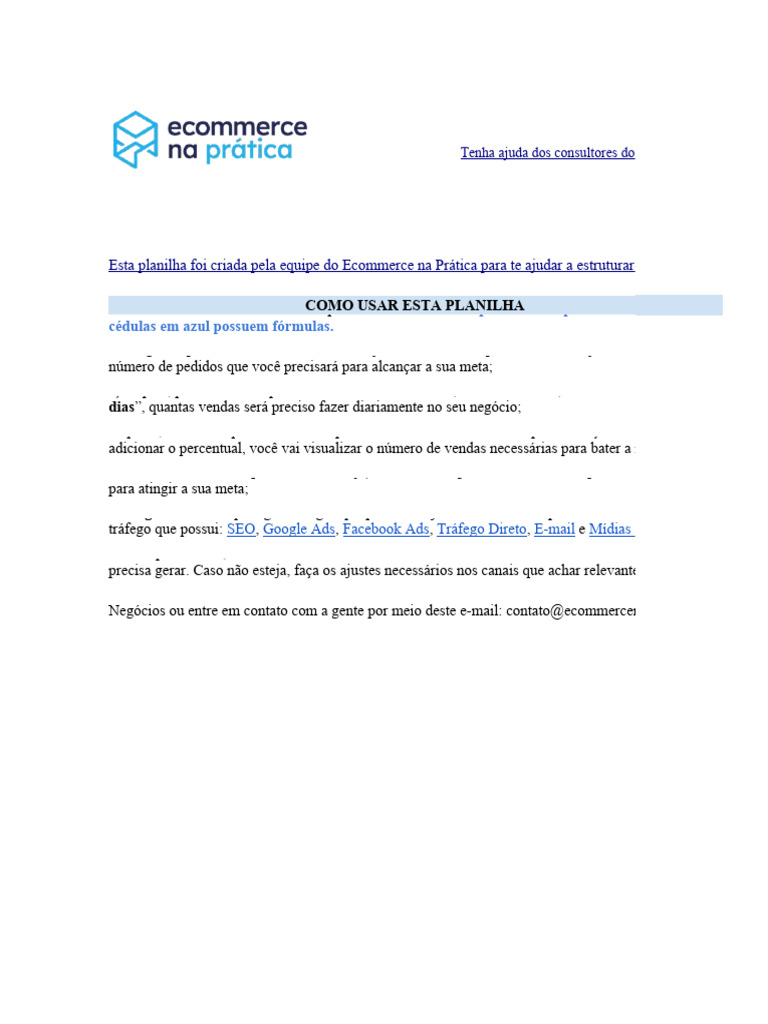 Planilha de Plano de Negócios - Ecommerce na Prática | Download grátis PDF | E-commerce ...