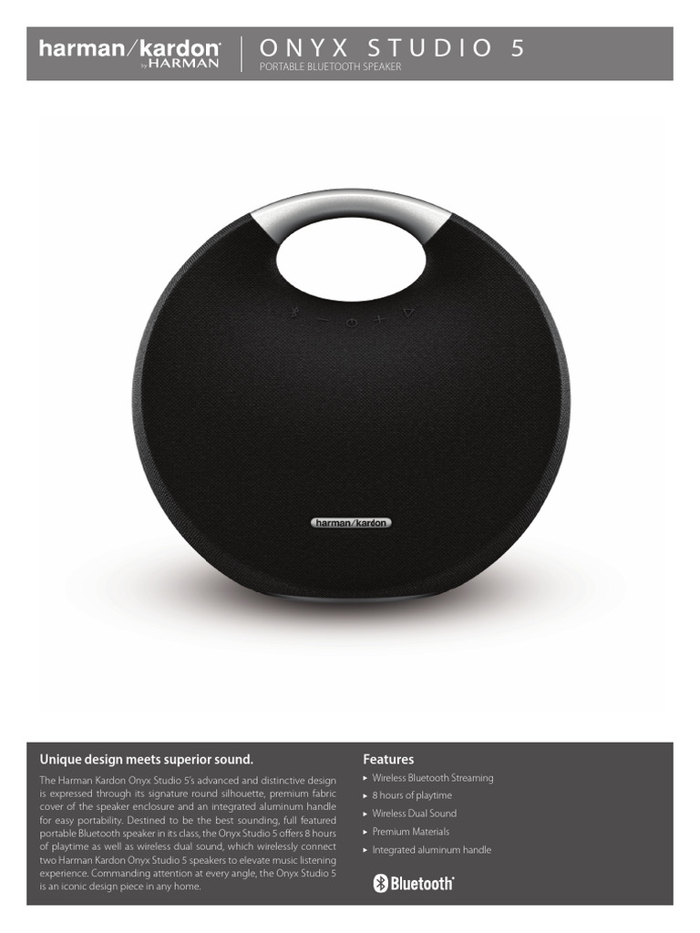 HK Onyx Studio5 Spec Sheet English | PDF | Loudspeaker | Bluetooth