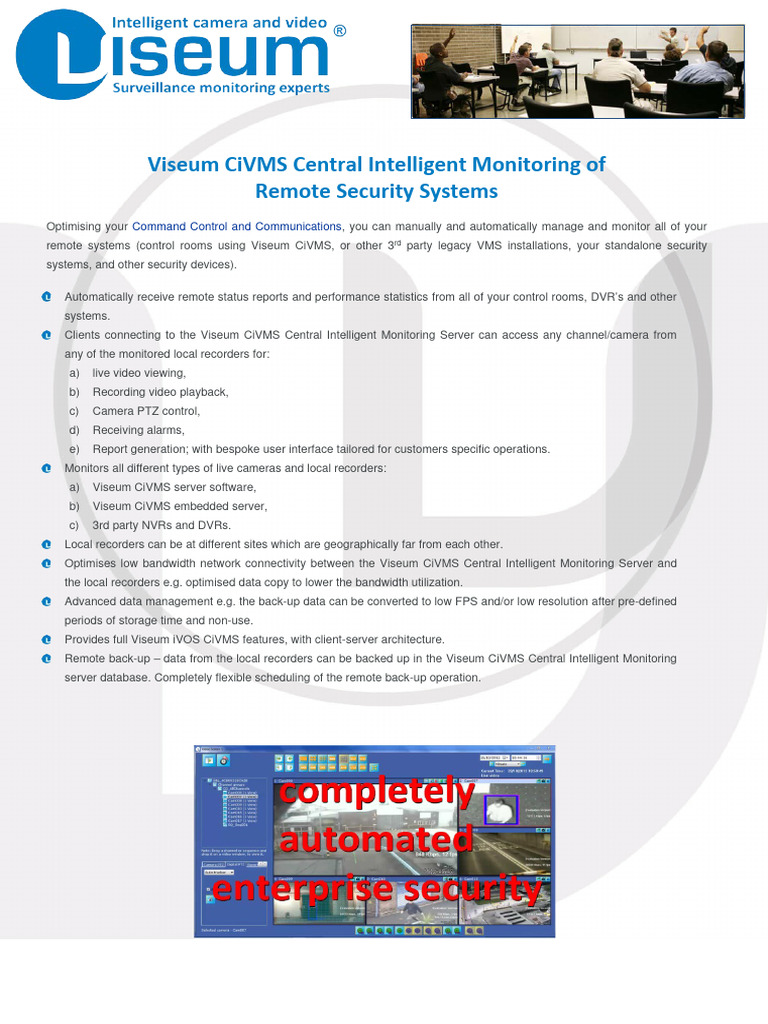 Central Monitoring System Viseum Civms | PDF | Digital Video Recorder ...