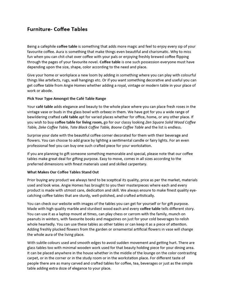 Coffee Table | PDF | Coffee