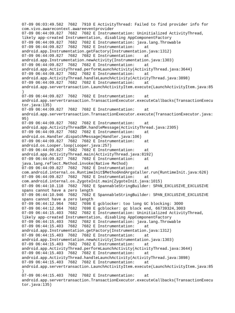 Android Debugging Log Errors | PDF | Java (Programming Language ...