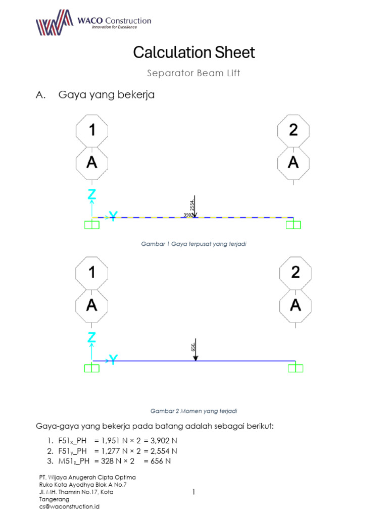 Calculation Sheet Separator Beam Lift | PDF