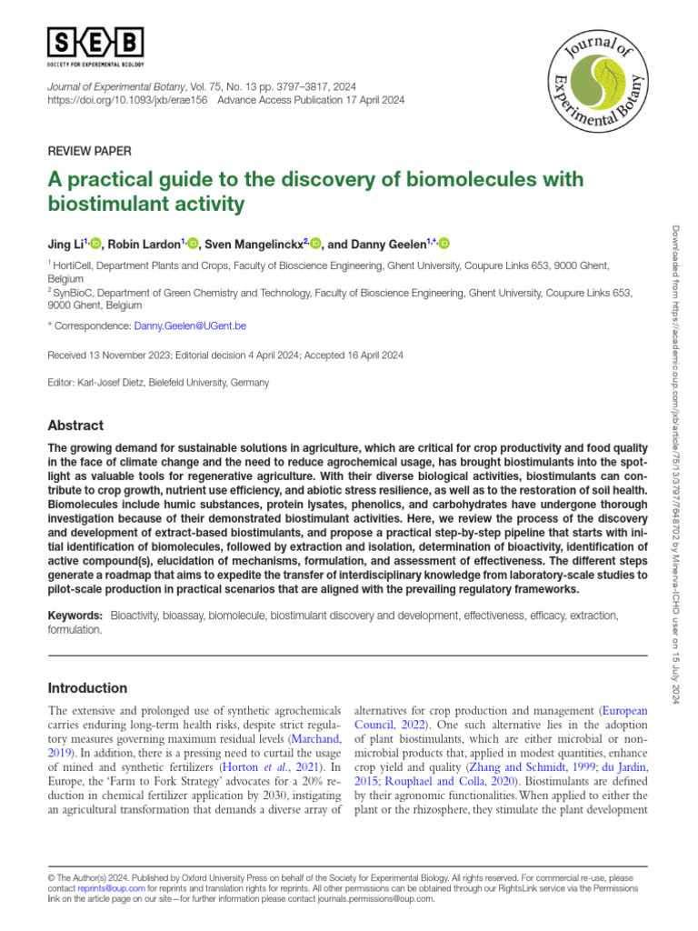 A Practical Guide To The Discovery of Biomolecules With Biostimulant ...