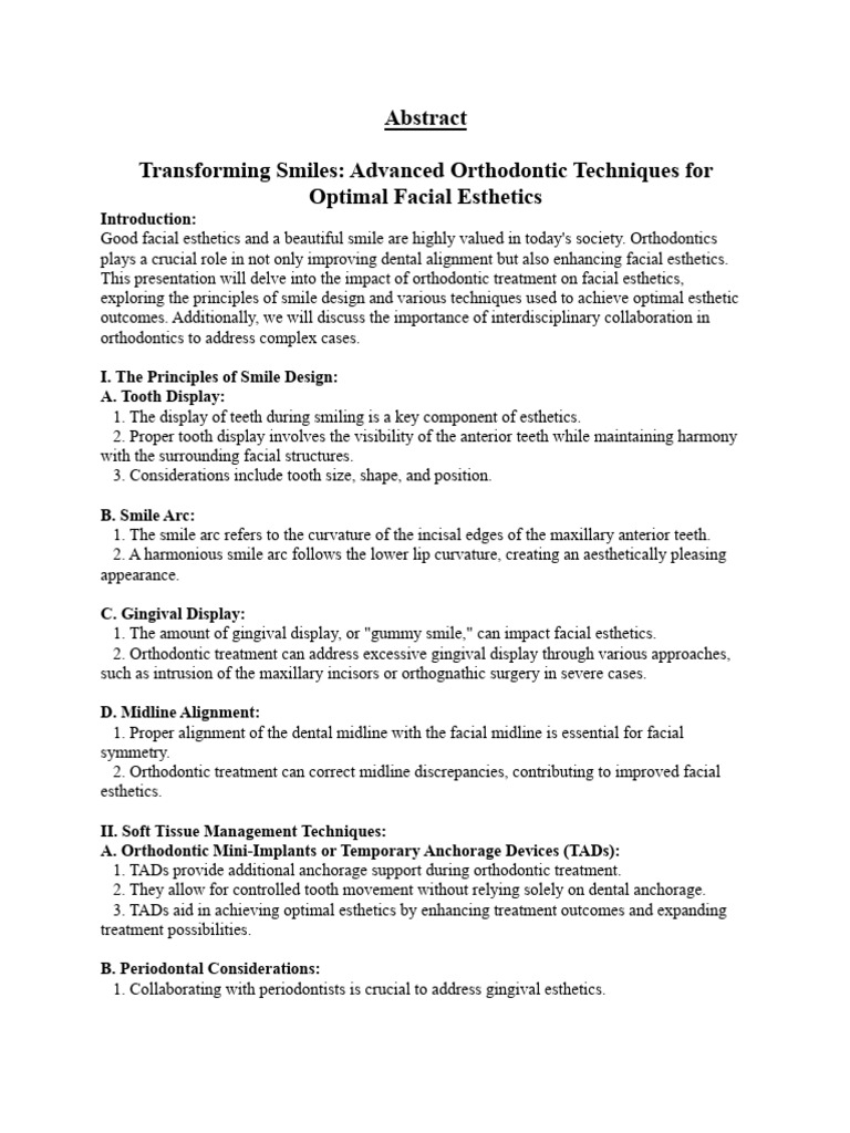 Transforming Smiles- Advanced Orthodontic Techniques for Optimal Facial ... Transforming Smiles- Advanced Orthodontic Techniques for Optimal Facial ...