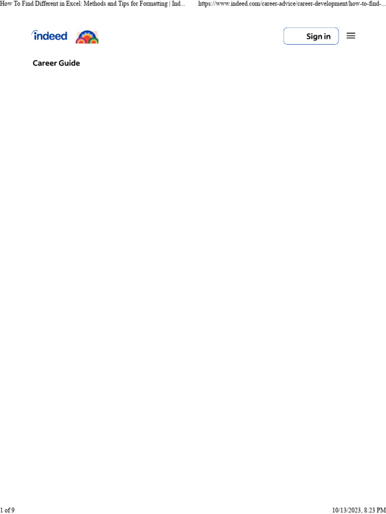 How To Find Different in Excel Methods and Tips for Formatting | PDF