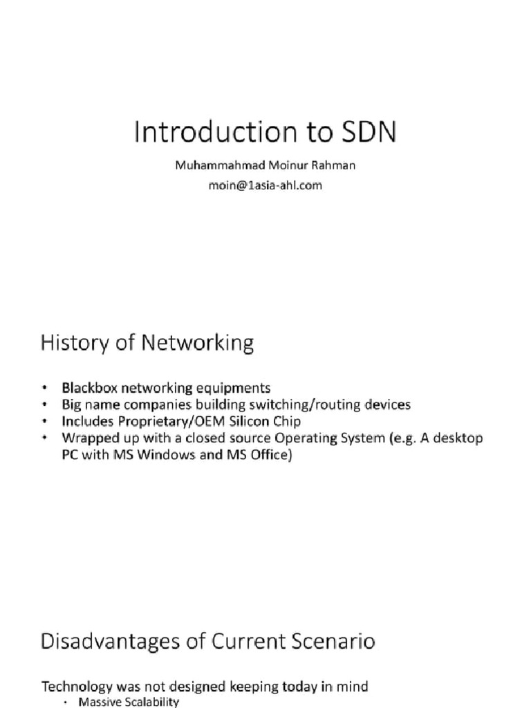 Introduction To Software Defined Networking Sdn Pdf