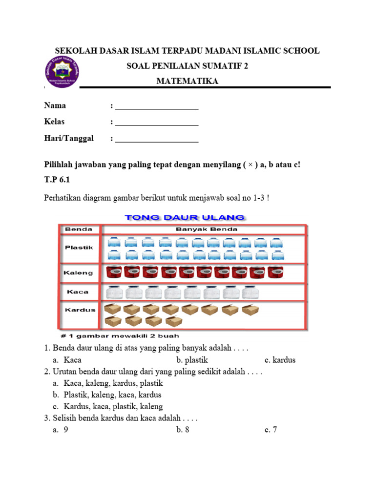 Soal PH 2 TTG Diagram Gambar Kls 2 MTK SMT 1 | PDF