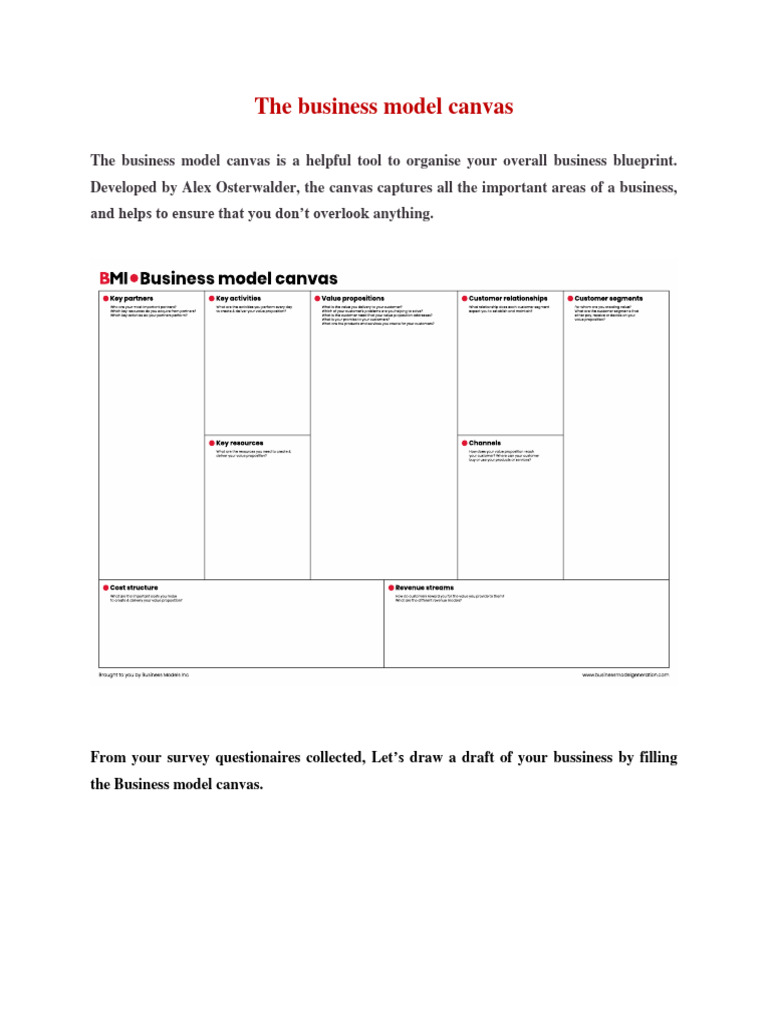 Business Model Canvas Commented On 6 07 | PDF