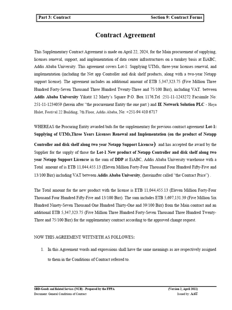 IE-EIABC-Supplmentary Contract v. 005 | PDF | Private Law | Common Law