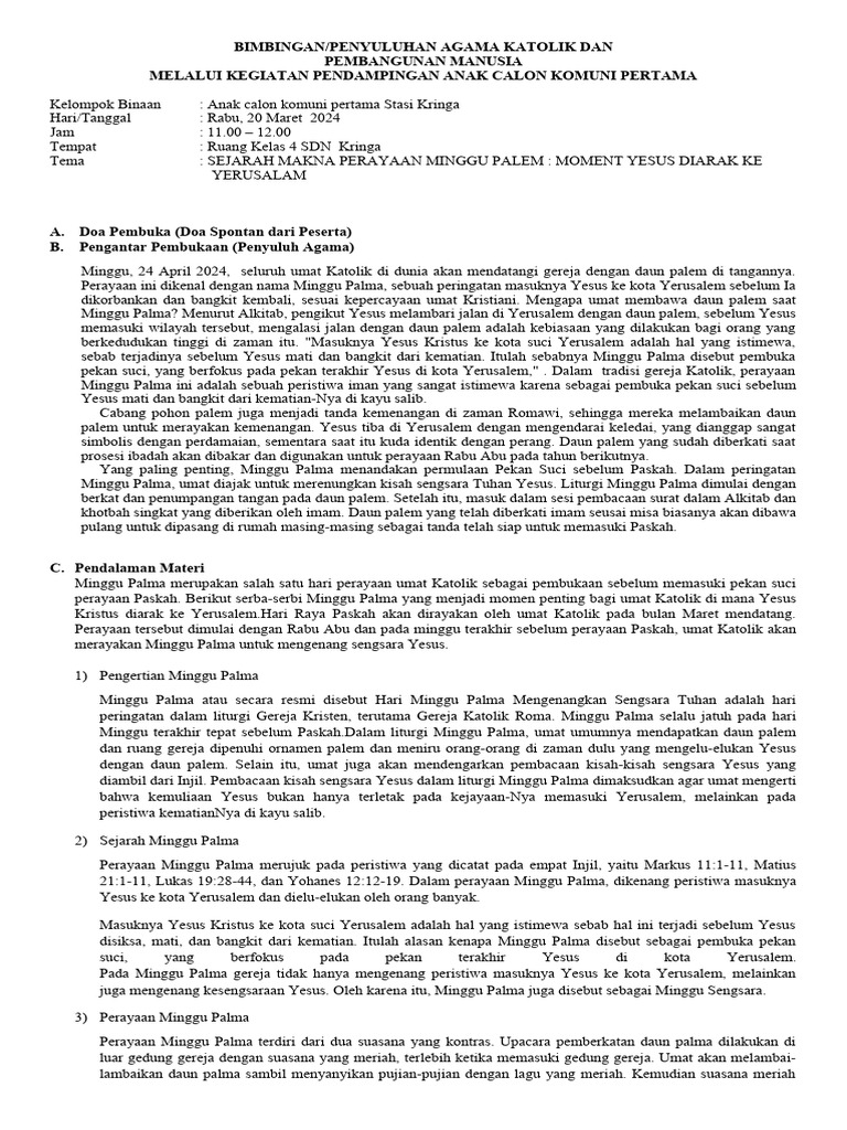 Materi Maret-Makna Minggu Palem | PDF | Agama & Spiritualitas
