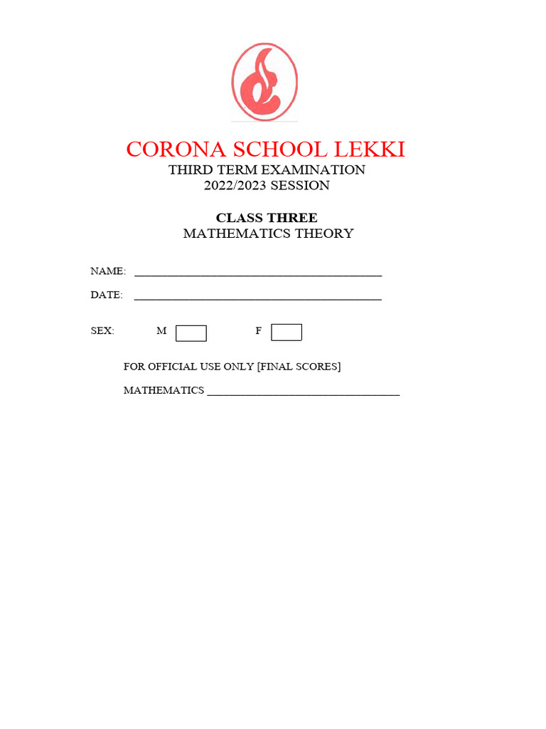 Class 3 Mathematics Theory Questions 3rd Term2022-23 | PDF