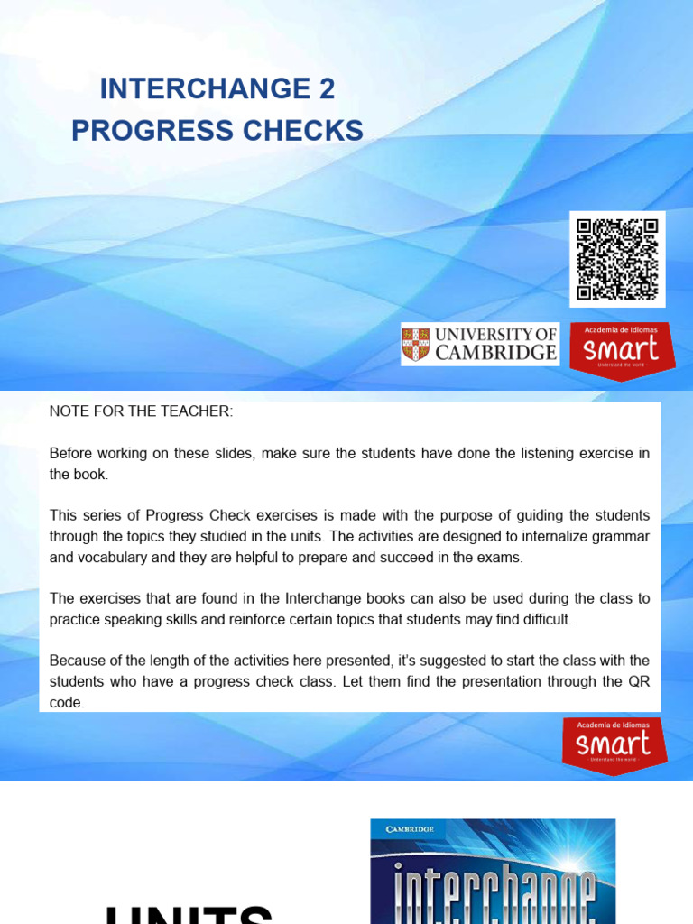 Interchange 2 Progress Checks | PDF | Verb | Grammar