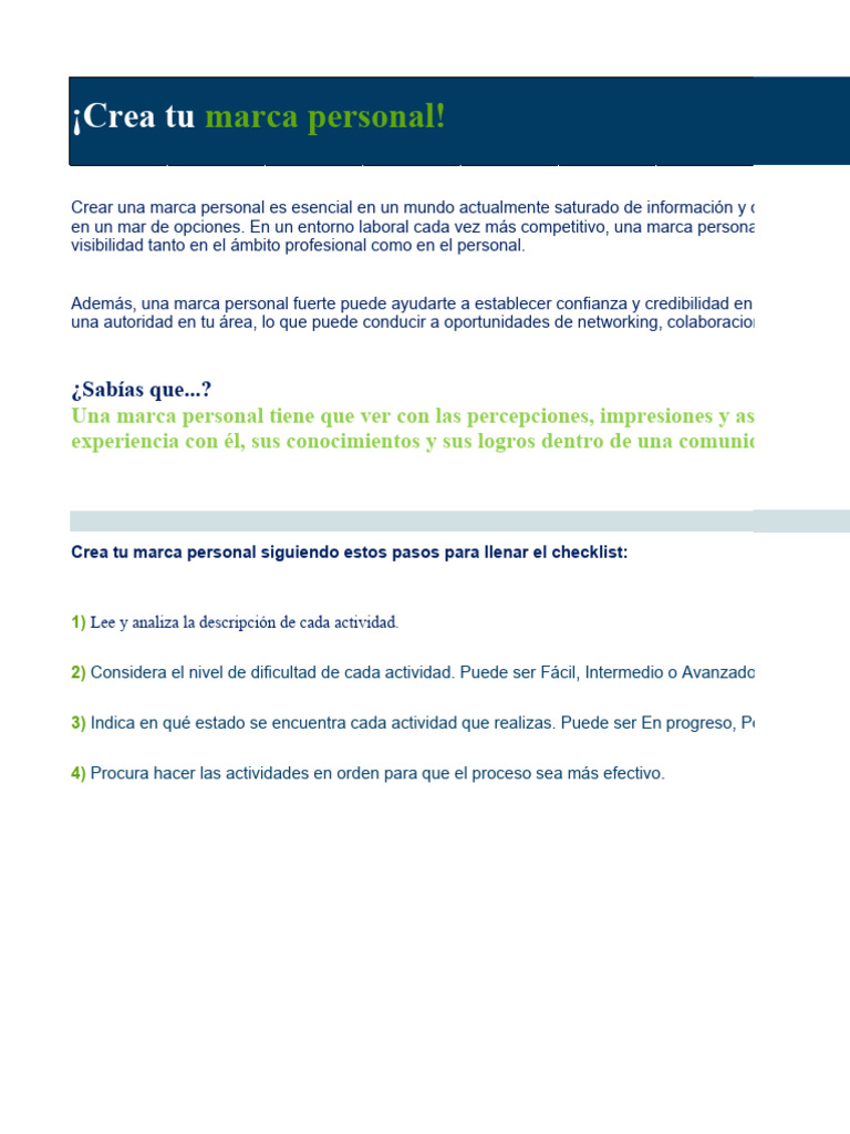 CO Checklist Gestiona Tu Marca Personal | PDF | Blog