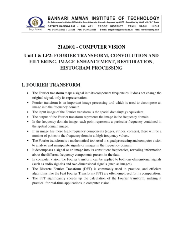 Computer Vision | PDF | Fast Fourier Transform | Convolution