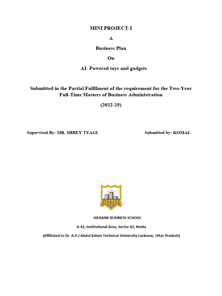 Mini Project Ai Powered Toys and Gadgets-1 | PDF | Toys | Artificial Intelligence