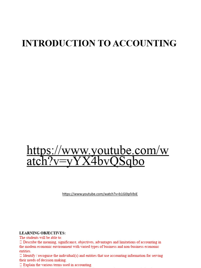 1 - Introduction To Accounting | PDF | Accounting | Business