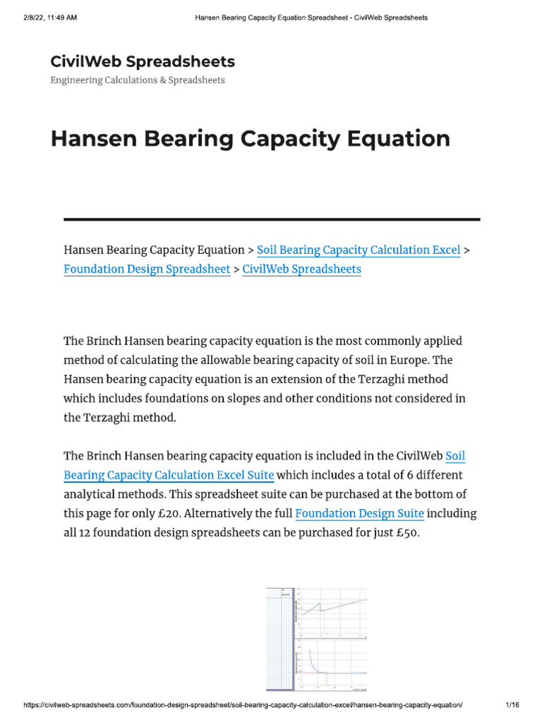 Hansen Bearing Capacity Equation Spreadsheet - CivilWeb Spreadsheets | PDF