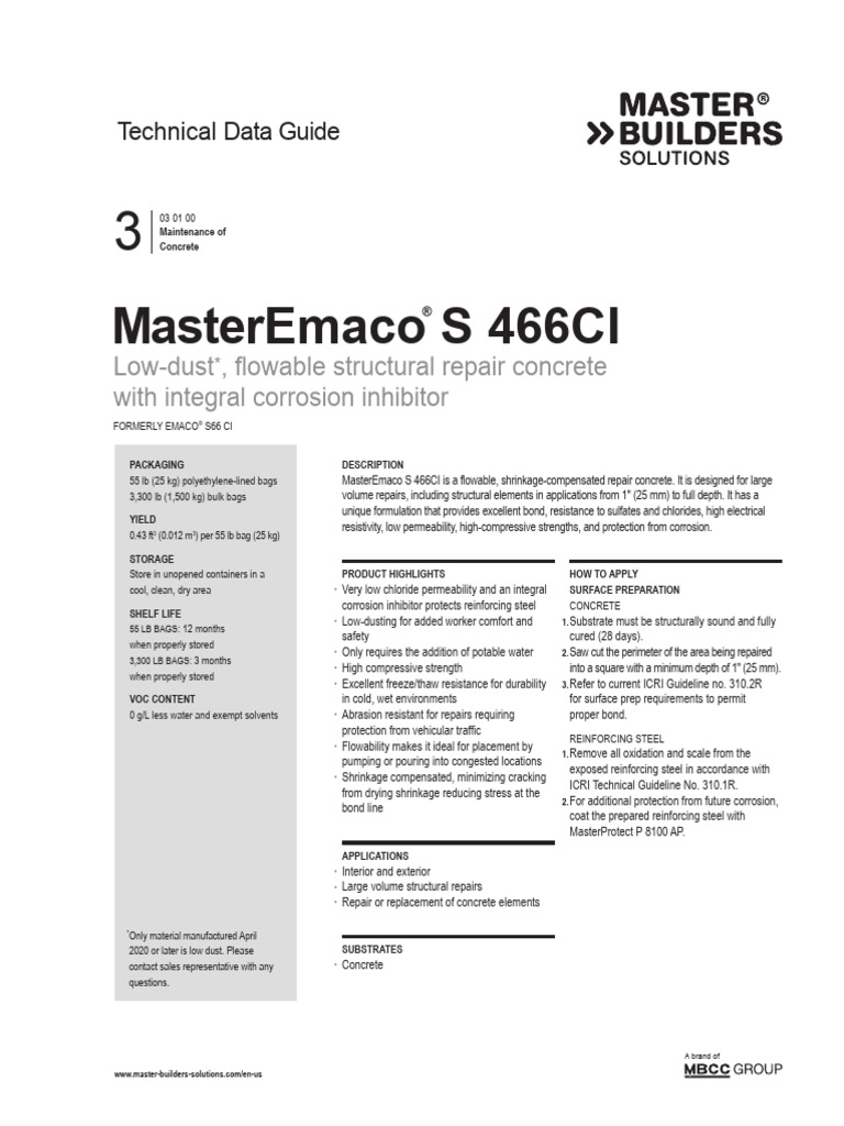 Master Emaco S466 C | PDF | Concrete | Strength Of Materials