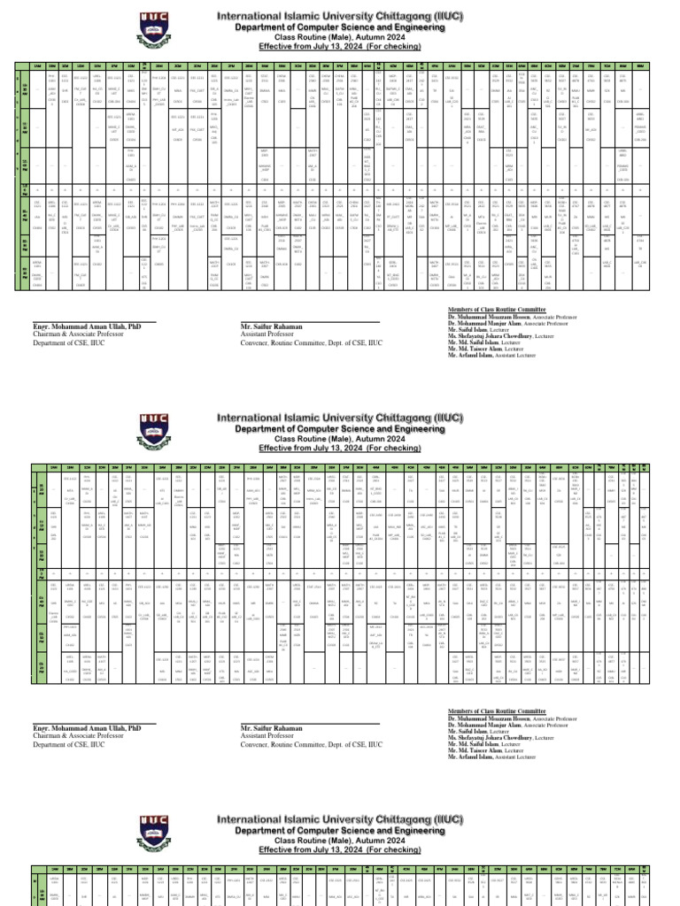 CSE Class Routine Aut24 Male For Check | PDF